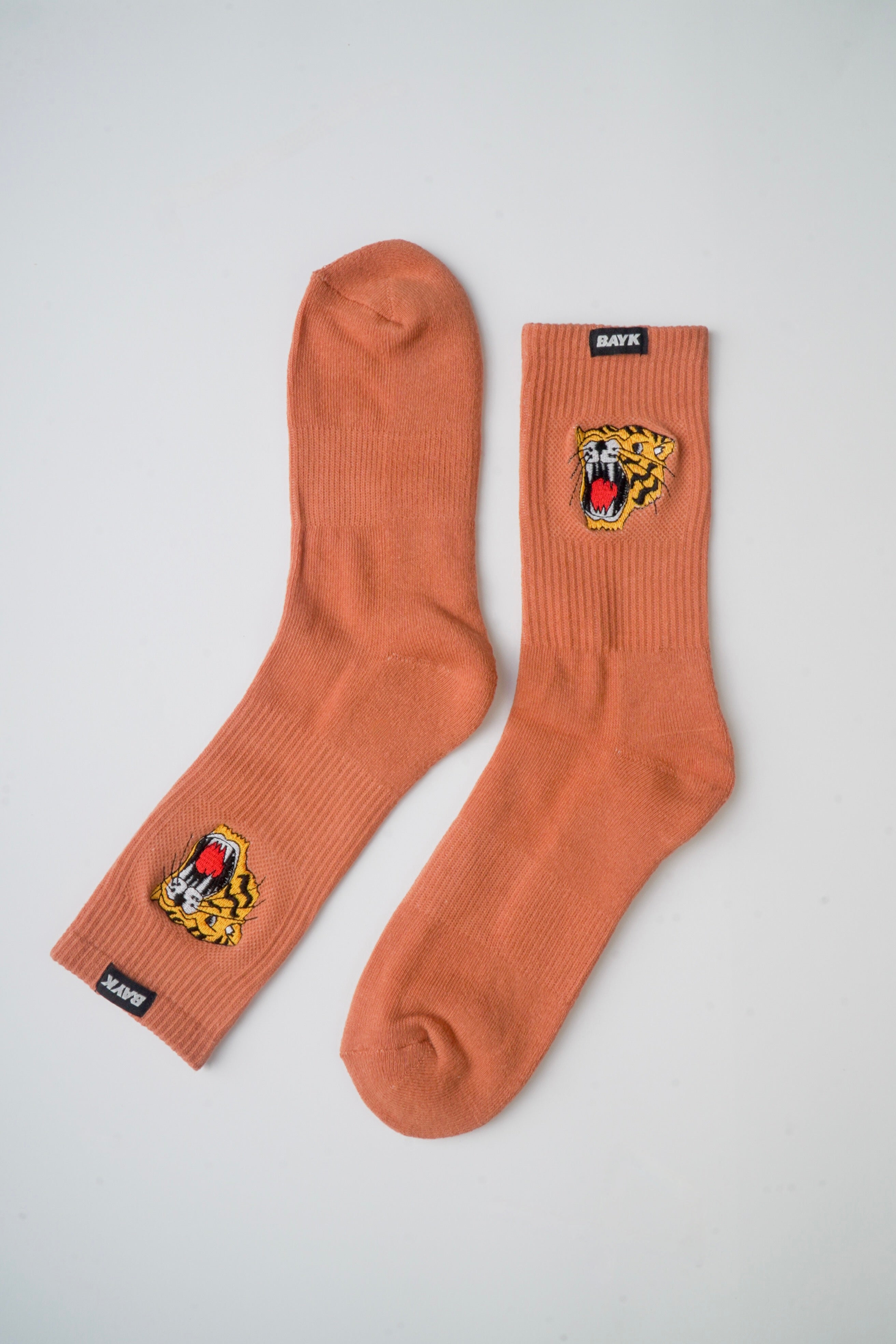 Tiger Embroidered Sock —Clay – BAYK